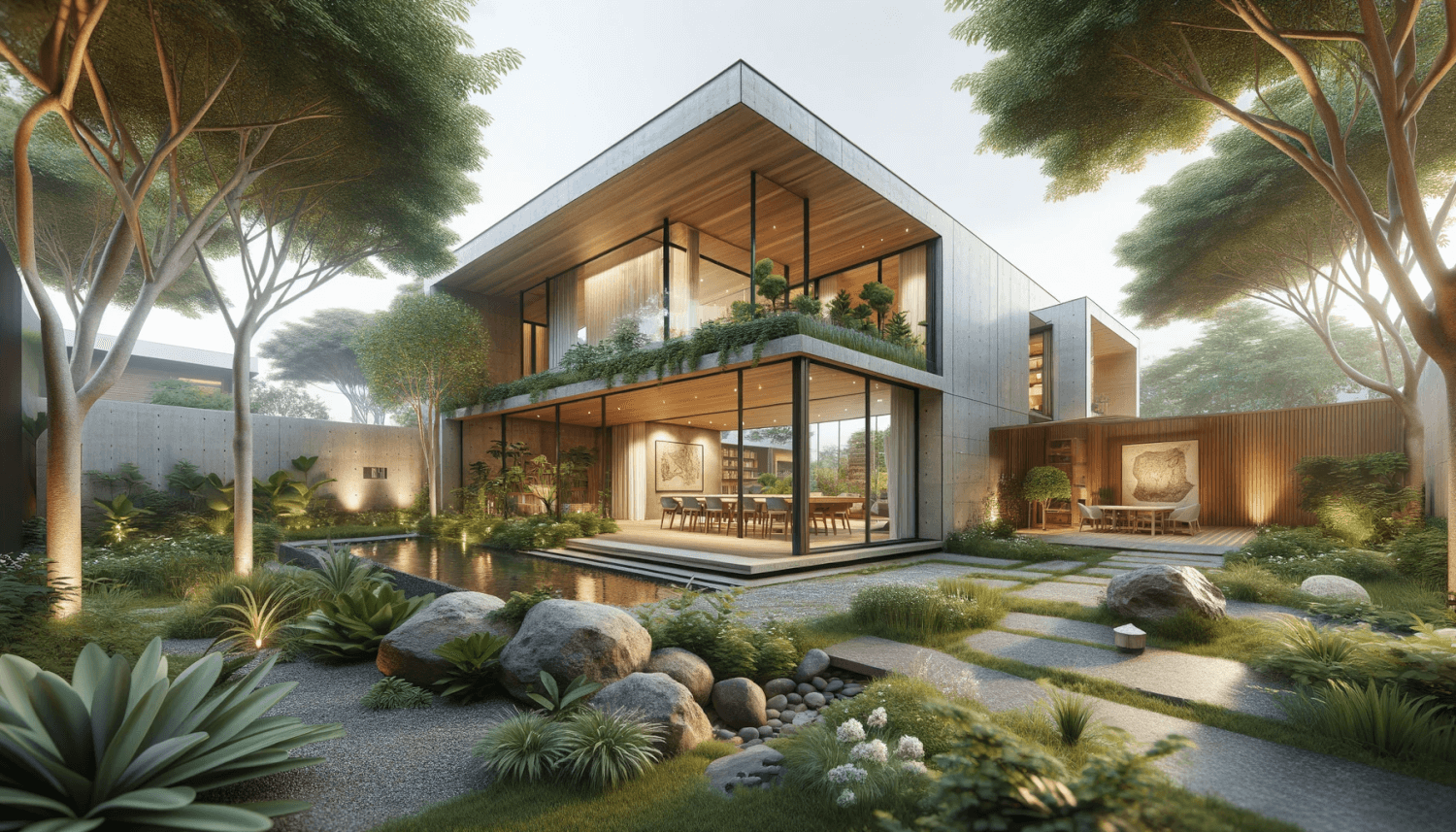 Integrating Nature: Modern House Plans with Courtyard - HomeDesignsAI